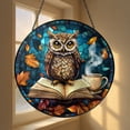 Cozy Reader Owl Stained Glass Style Window Hanging - Walmart.com