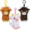 Set of 12 Highland Cow Plush Stuffed Animals with Clip - Adorable Hairy ...