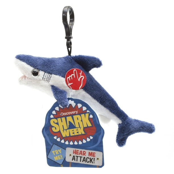 Shark Week 7" Back Pack Clip Stuffed Plush Toy & Mako With Sound ...