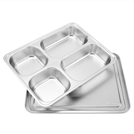 Domqga Stainless Food Tray, Canteen Divided Food Tray,Stainless Steel ...