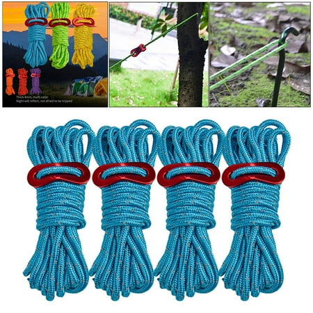 Set of 4 Camping Guylines 4mm Ultralight Tent Cord Rope with Aluminum ...