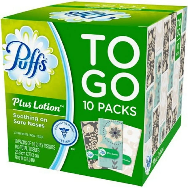 Puffs Plus Lotion Travel-Size Pocket Facial Tissues 10 Tissues per Pack ...