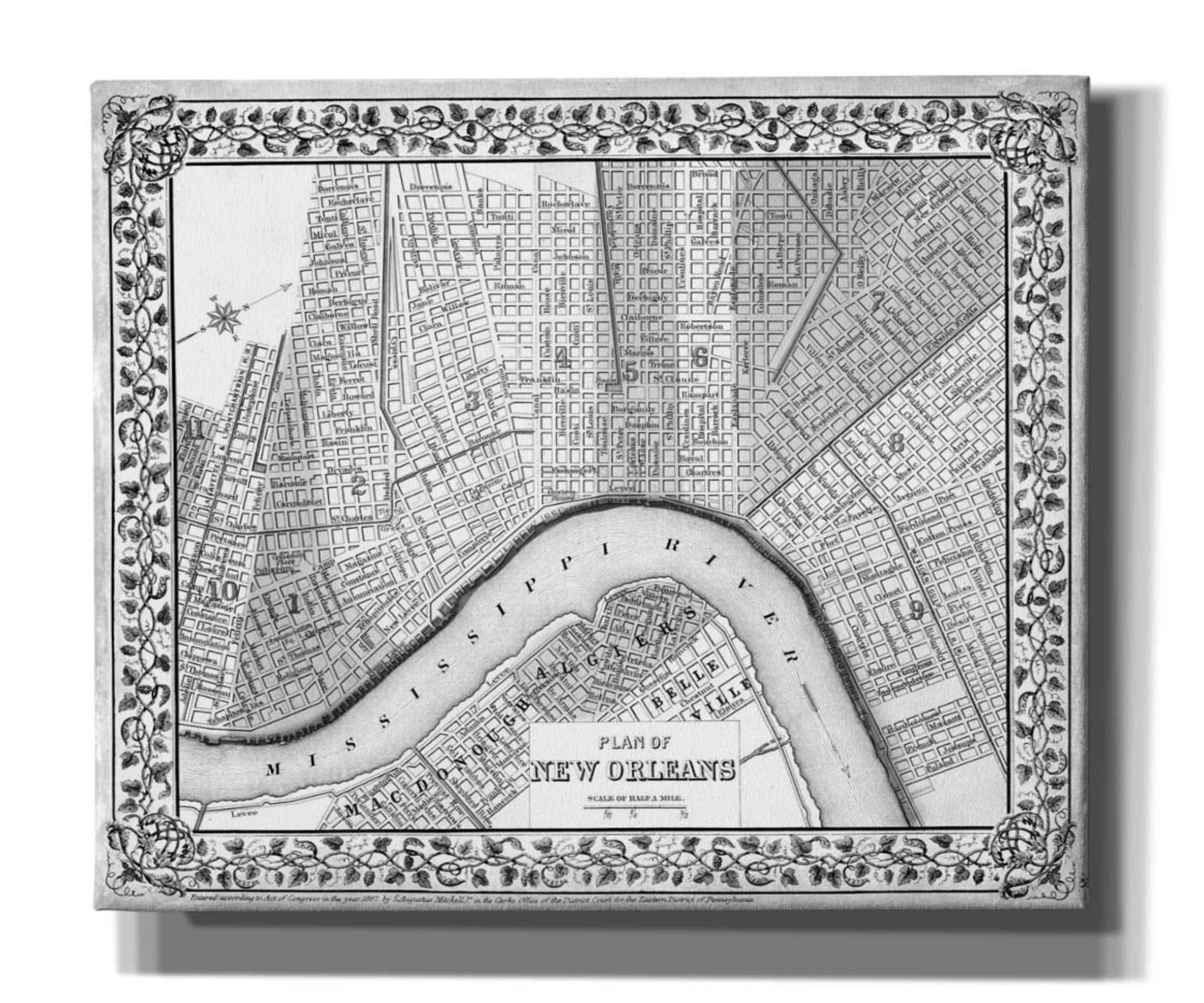 Epic Graffiti 'Plan of New Orleans' by Mitchell, Acrylic Glass Wall Art ...