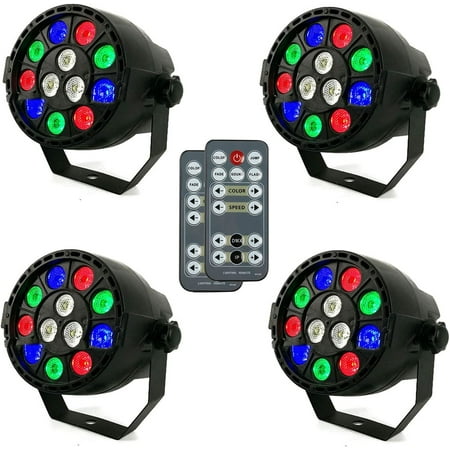 KSCD 12x3w LED Stage Lihgts RGBW DJ Lights Remote and DMX Control Flat ...