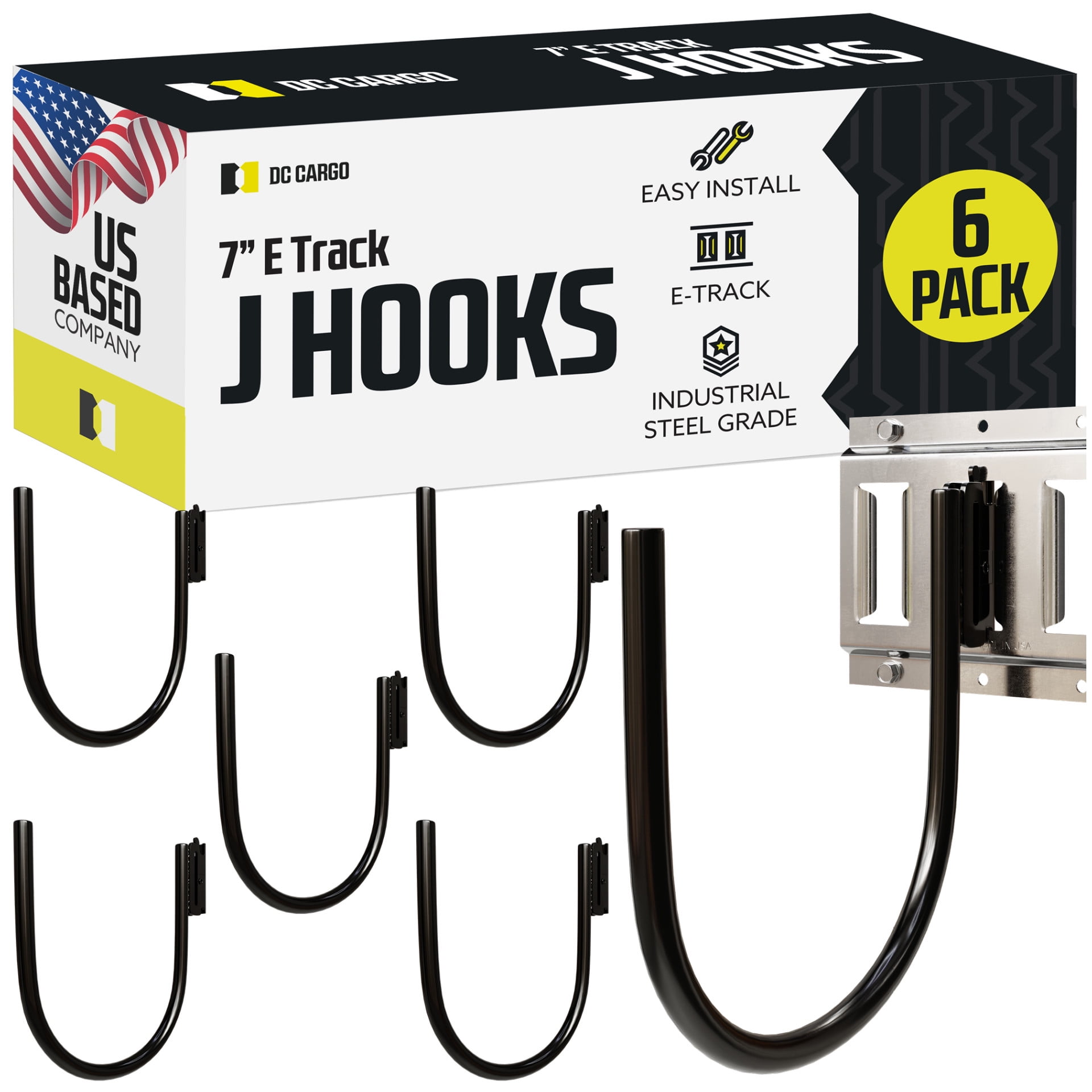 "DC Cargo Mall E-Track Large 7"" J Hook Tie Down Accessory (6 Pack) for ...