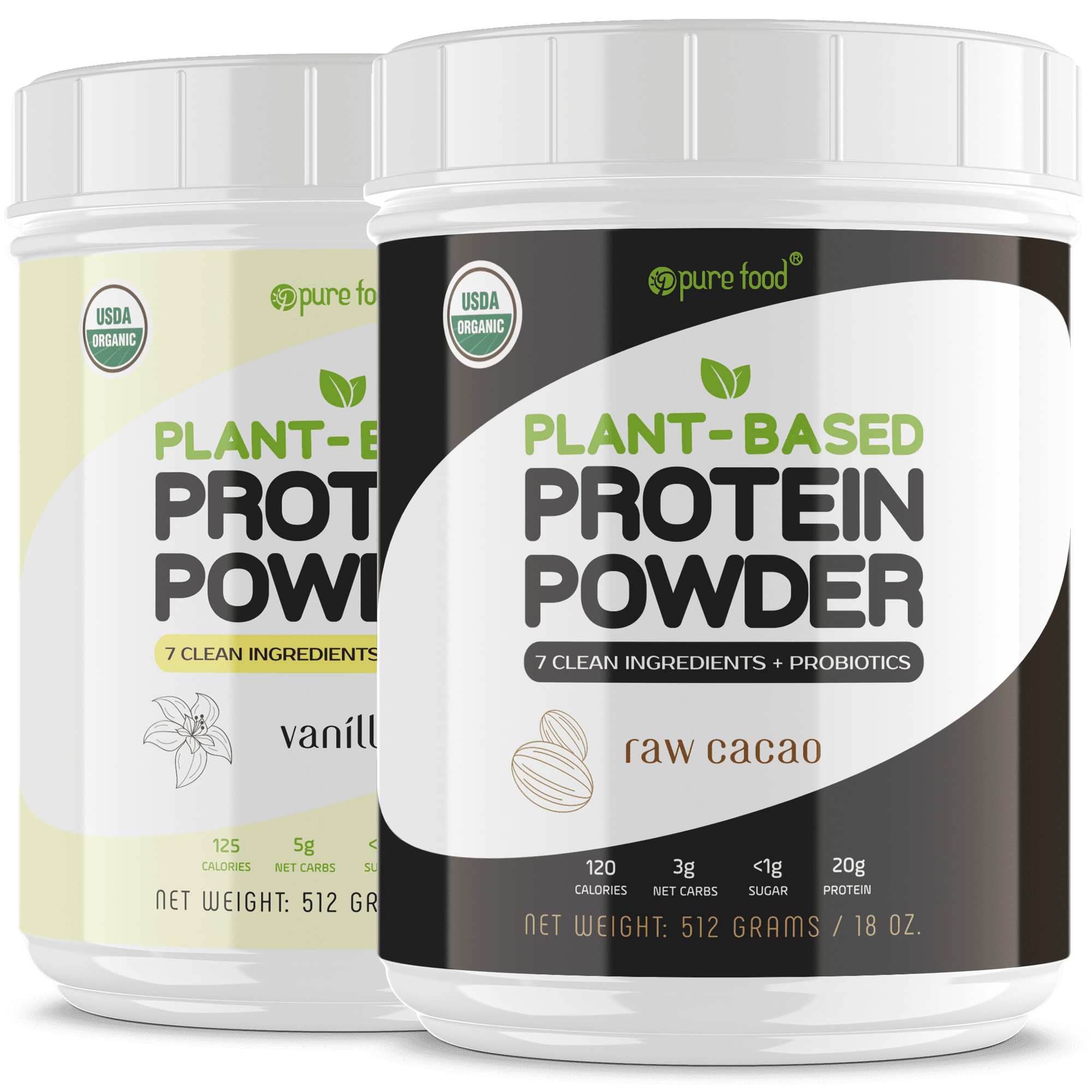 Pure Food: Plant Based Protein Powder with Probiotics | Organic, Clean ...