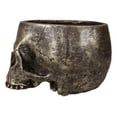 Pack Of 2 Day Of The Dead Skull Planters Bowls 7"L Bronze Finish Decor ...