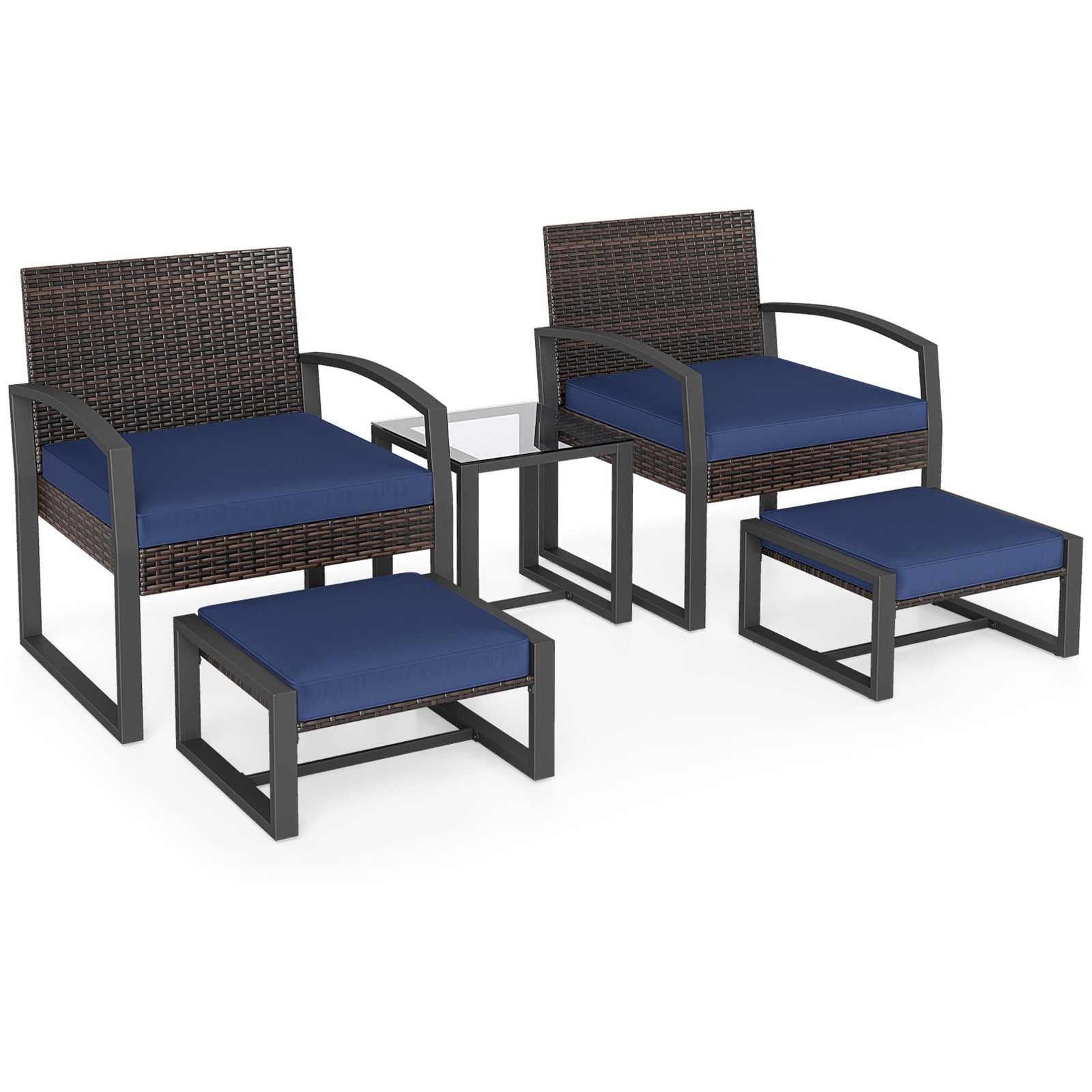 Gymax Furniture Set Patio Rattan Conversation Set for BalconyPorch ...