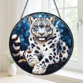 Snow Leopard Themed Stained Glass Style Suncatcher for Window Decor ...