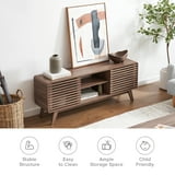 "Mopio Ensley 59"" Walnut Wood Tall TV Stand, Mid-Century Modern ...