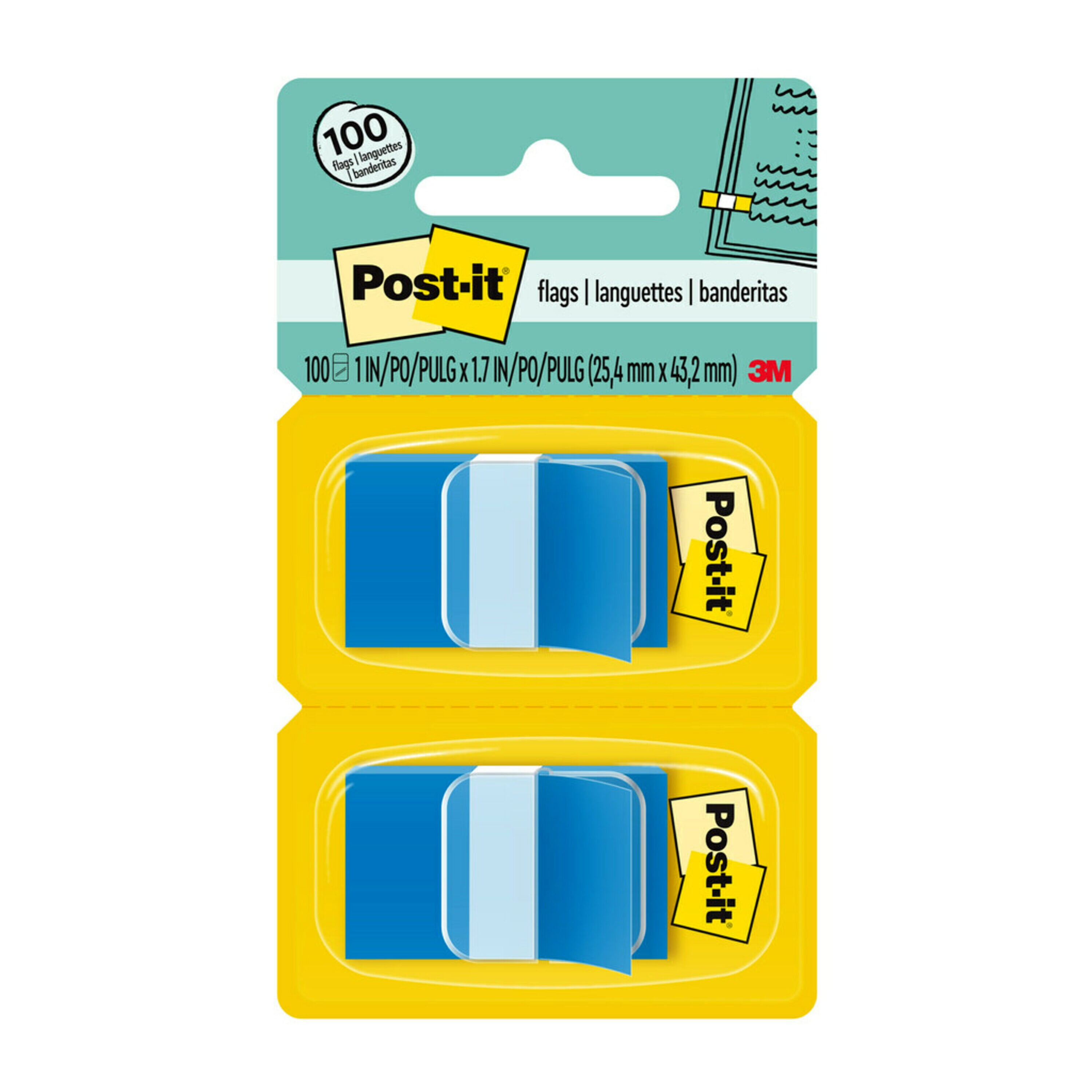 Post-it Flags, 1in. Wide, 100 per Pack, Bright Blue - Walmart.com