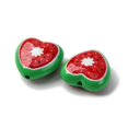 50pcs Opaque Acrylic Beads Heart with Fruit Watermelon 17x18x8.5mm Hole ...