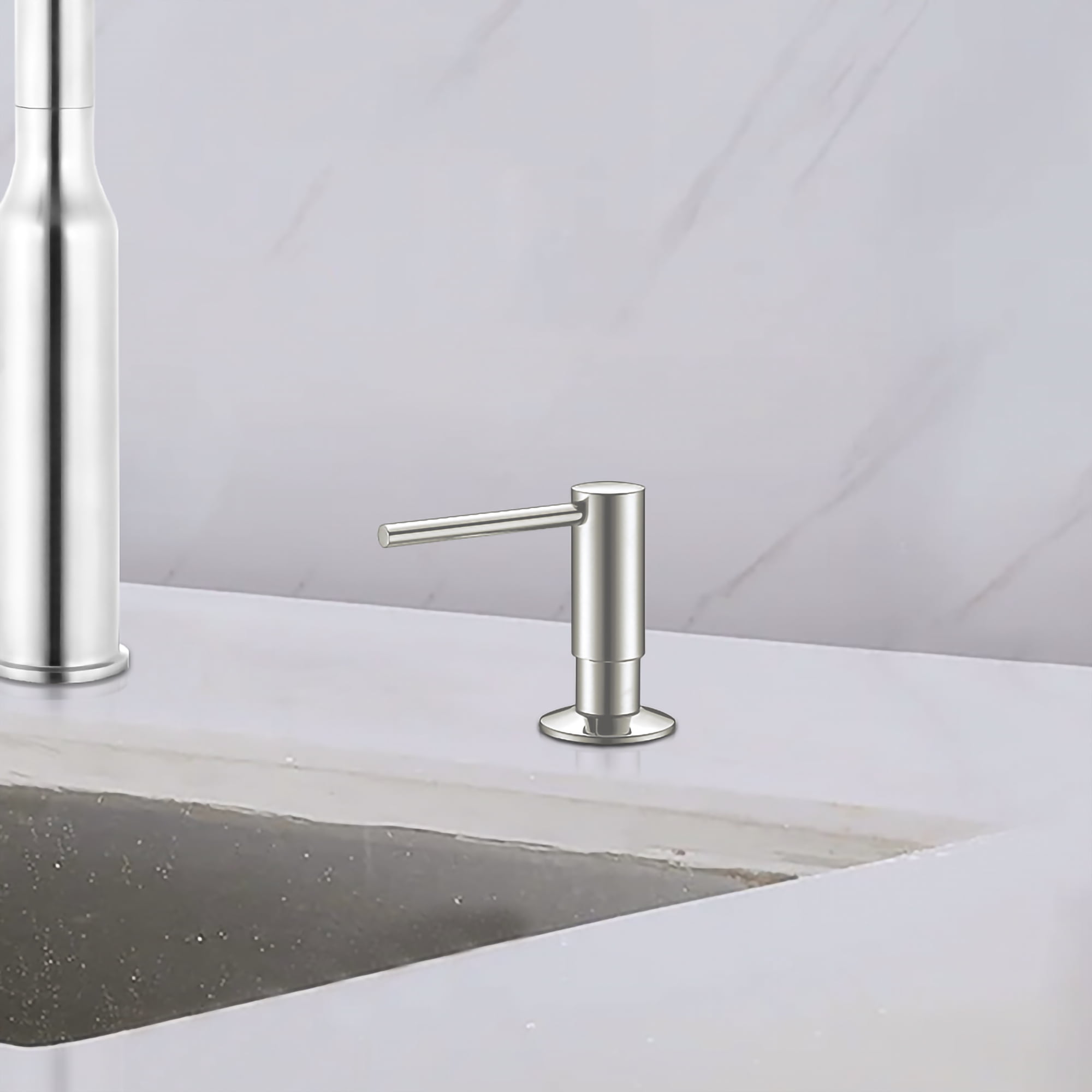 KBFmore 350 ml Round Stainless Steel Kitchen Soap or Lotion Dispenser ...