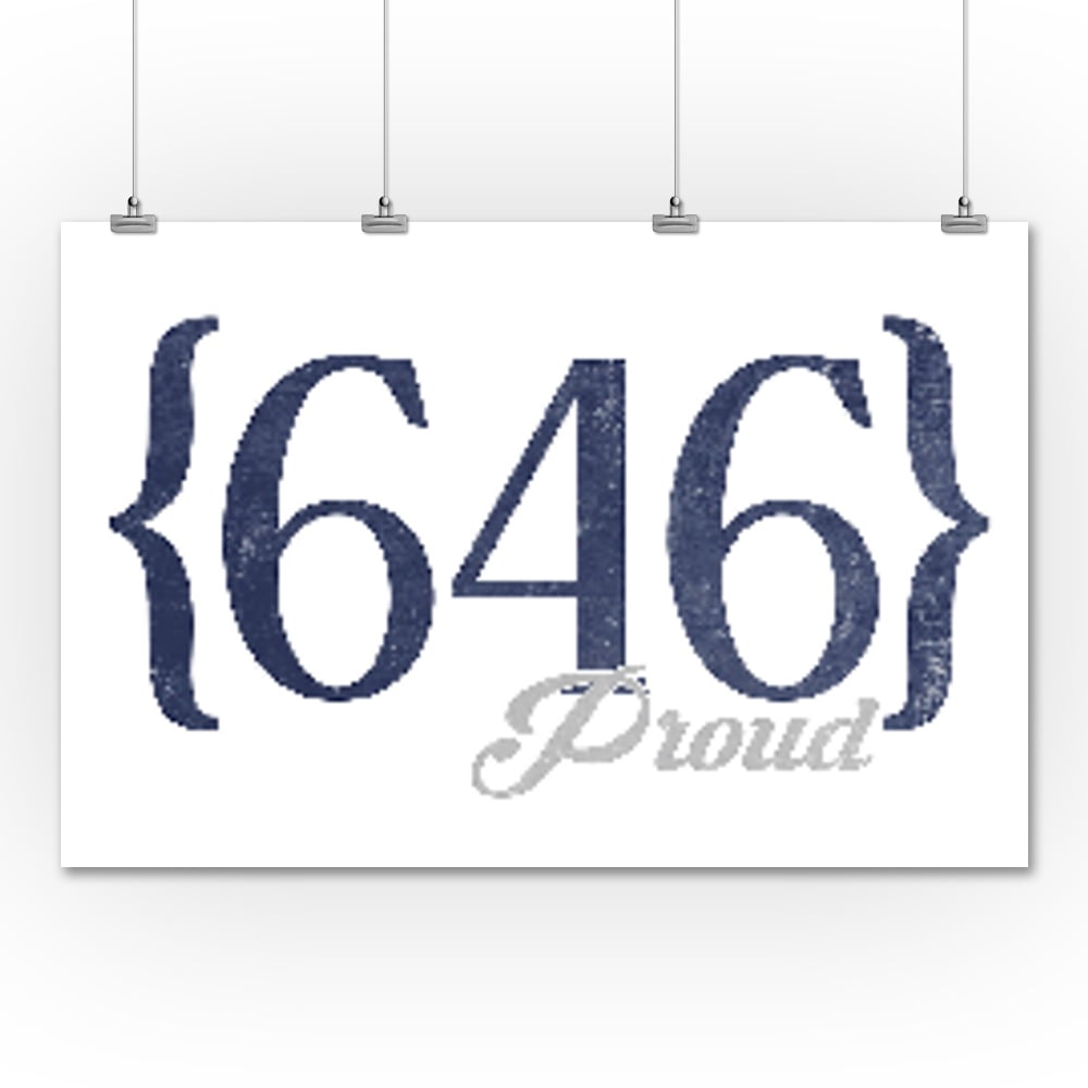 New York, New York - 646 Area Code (Blue) - Lantern Press Artwork ...