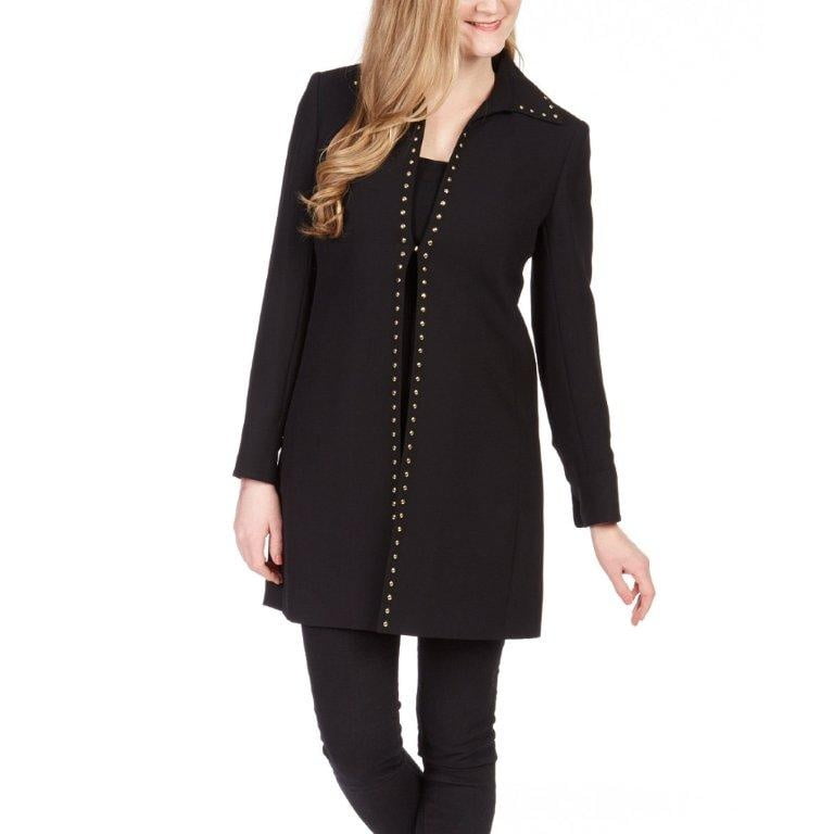 Black Notch Collar Long Riding Jacket With Gold Studs (Style# 18860 ...
