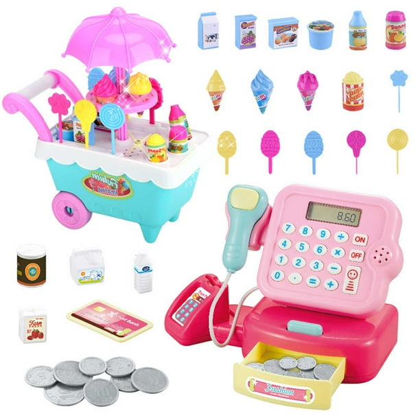 Register Toy For Kids Pretend Play Kids Calculator Cash Register ...