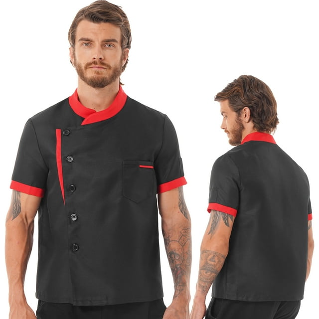 YONGHS Men's Classic Chef Jacket Short Sleeve Cooking Coat Restaurant Hotel Work Uniform ...