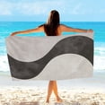 1 oversized black, white, gray, beige S-shaped diagonal striped beach ...