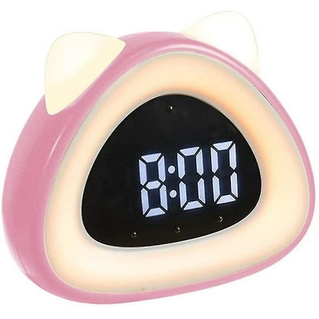 Alarm Clock Cute Cat Ear Shape Digital Display Night Light Alarm Clock ...