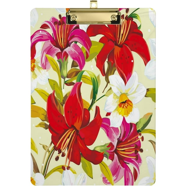 FMSHPON Multicolor Lily Flower Clipboard Hardboard Wood Nursing Clip ...
