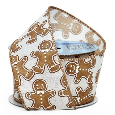 Gingerbread Gingham Checkered Wired Christmas Holiday Ribbon, 2-1/2 ...