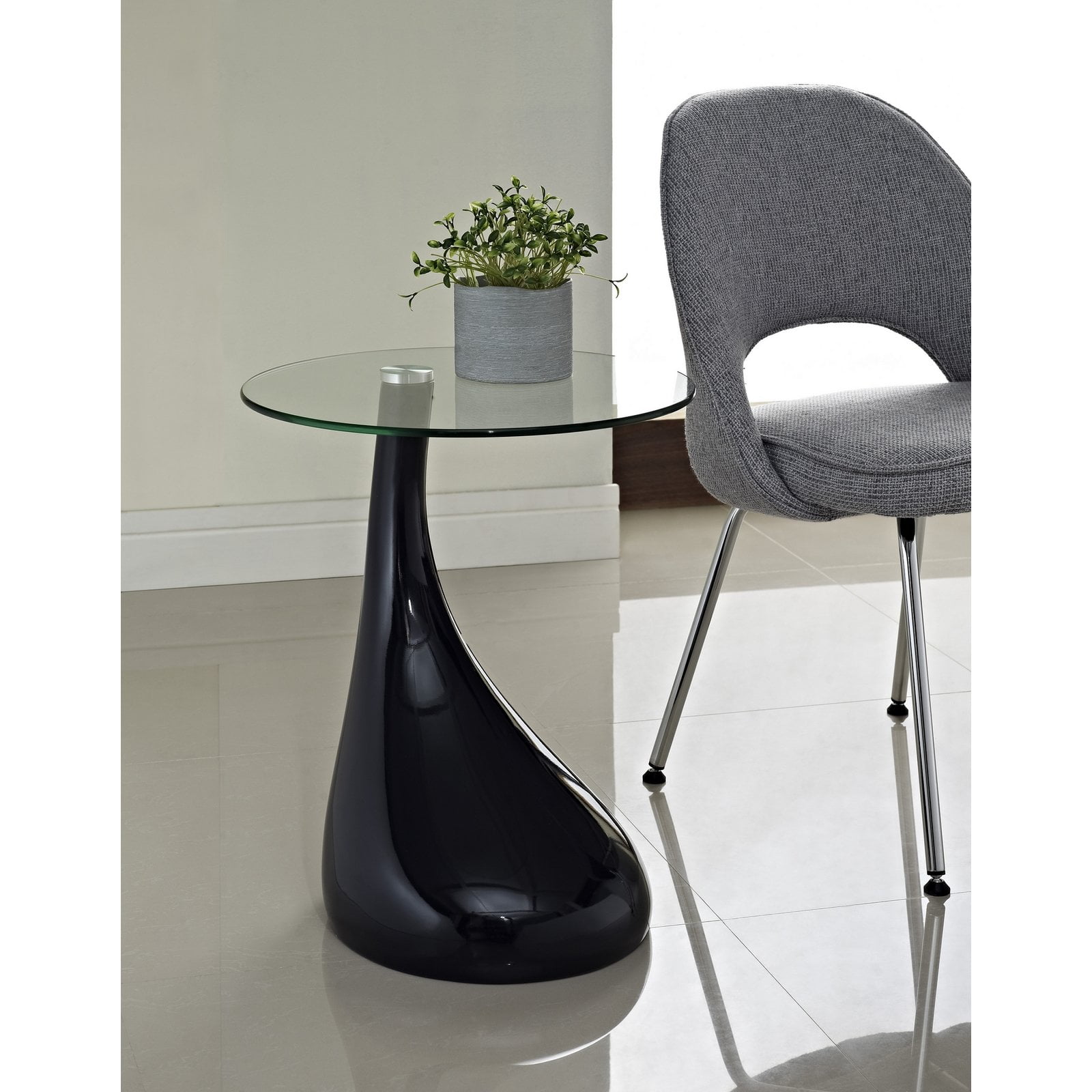 Modway Teardrop Accent Side Table with Glass Top, Multiple Colors ...