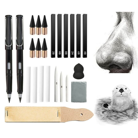 Langgg 24x Sketching Drawing Art Kit Carbon Rods Eternal Pencil for ...