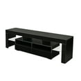 Glossy LED TV Stand, Black TV Stand with RGB LED Lights and Storage ...