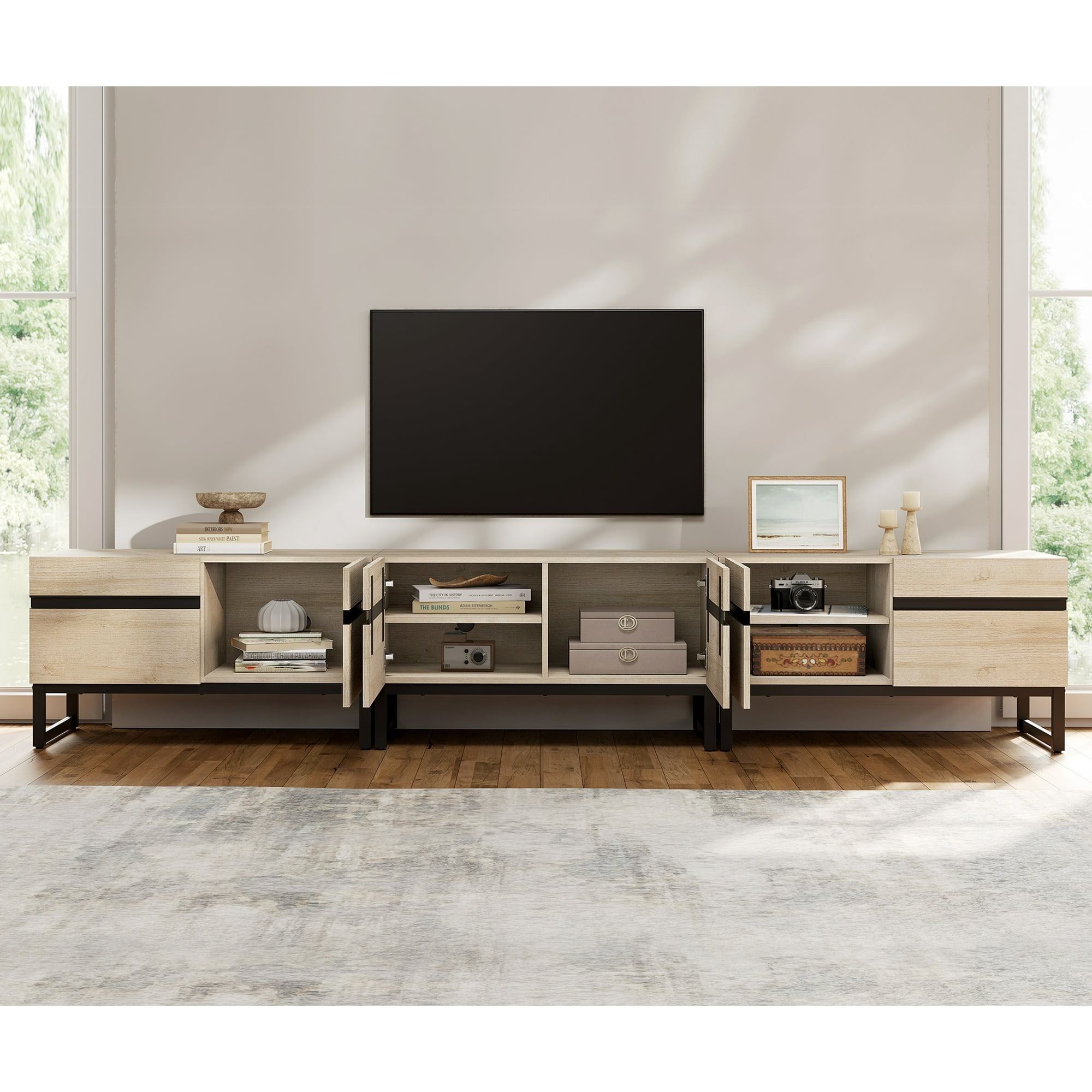 Click here for Wampat Modern 3 In 1 Tv Stand  Fits Up To 110  Woo... prices