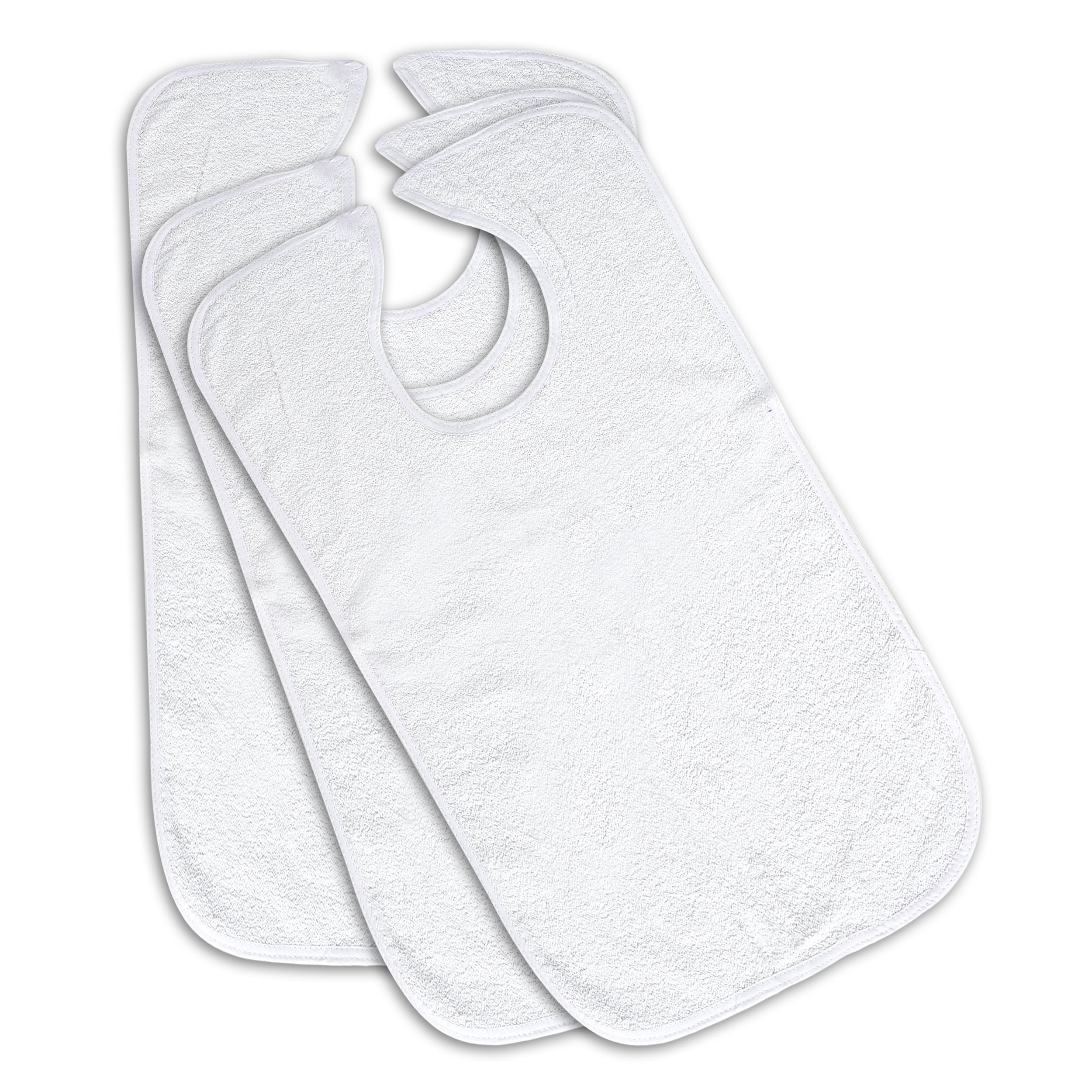 3-Pack - Blue or White Option - 100% Cotton Reusable Terry Adult Bib ...