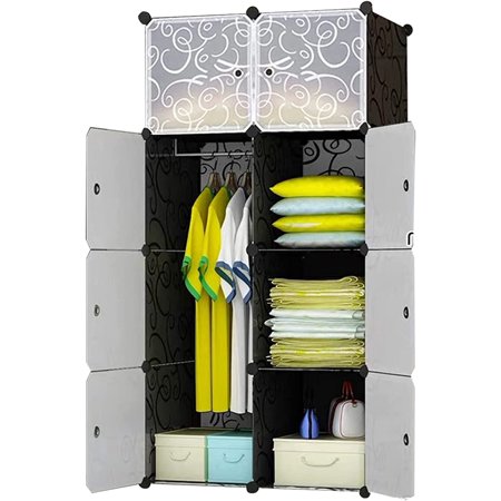Portable Wardrobe Closet - Cube Storage Organizer with 1 Hanging Rails ...