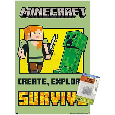 Minecraft - Create, Explore, Survive Wall Poster with Push Pins ...