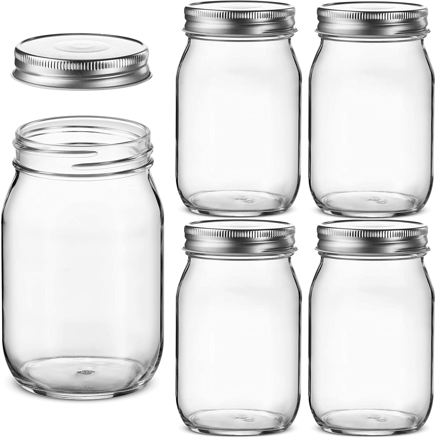 Glass Regular Mouth Mason Jars 16 Ounce Glass Jars With Silver Metal Glass Regular Mouth Mason Jars 16 Ounce Glass Jars With Silver Metal