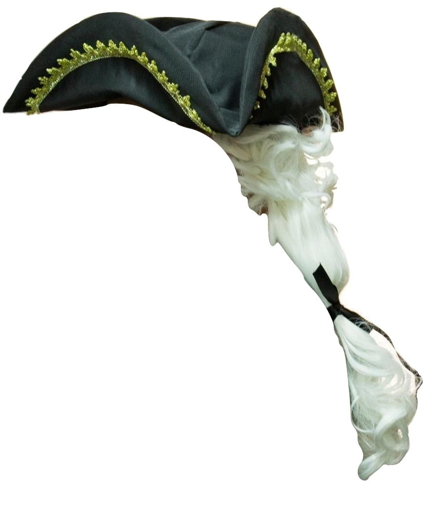 Colonial Geroge Washington Tricorn Tricorne Tri-Corner Hat Ponytail Wig ...