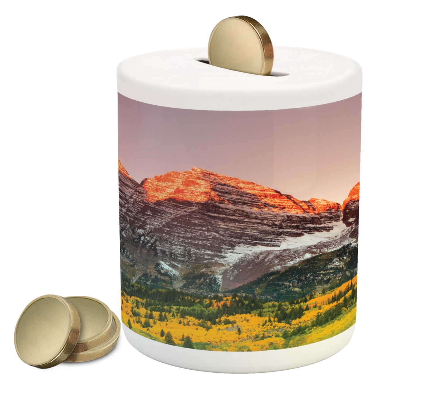 Mountain Piggy Bank, Scenic Western American Mountains on Valley with ...