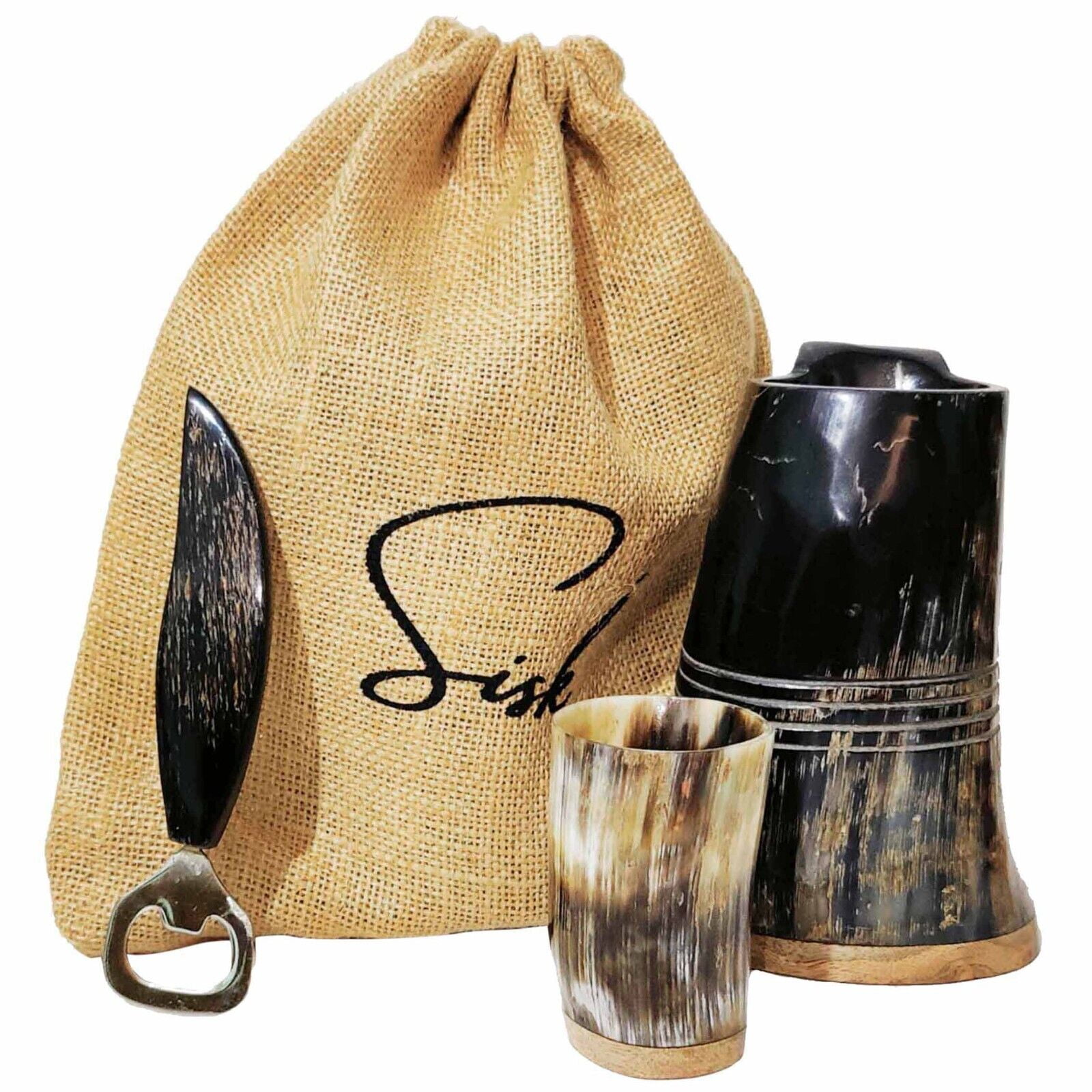 SISK Viking Horn Mug With Gift Bag - Food Grade Medieval Style Man's ...