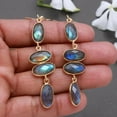 Mid-Century Vintage Blue Crystal Earrings, Gold-Tone Alloy Elongated ...