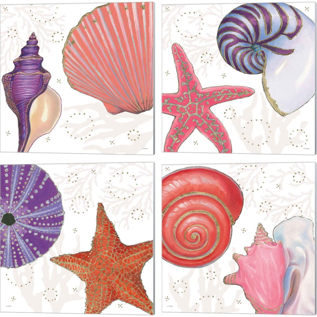 Great Art Now Shimmering Shells A by James Wiens 4 Piece Canvas Art Set ...