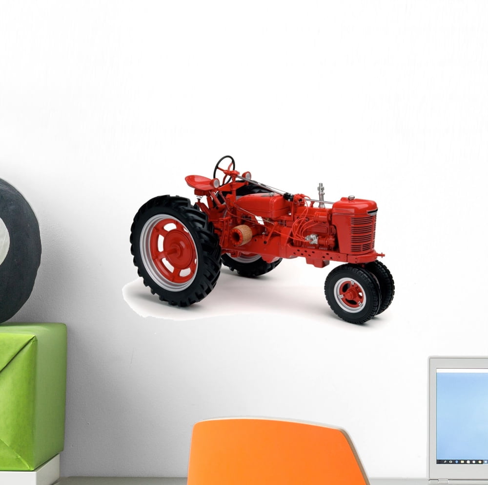 Red Tractor White Wall Decal Sticker, Wallmonkeys Peel & Stick Vinyl ...