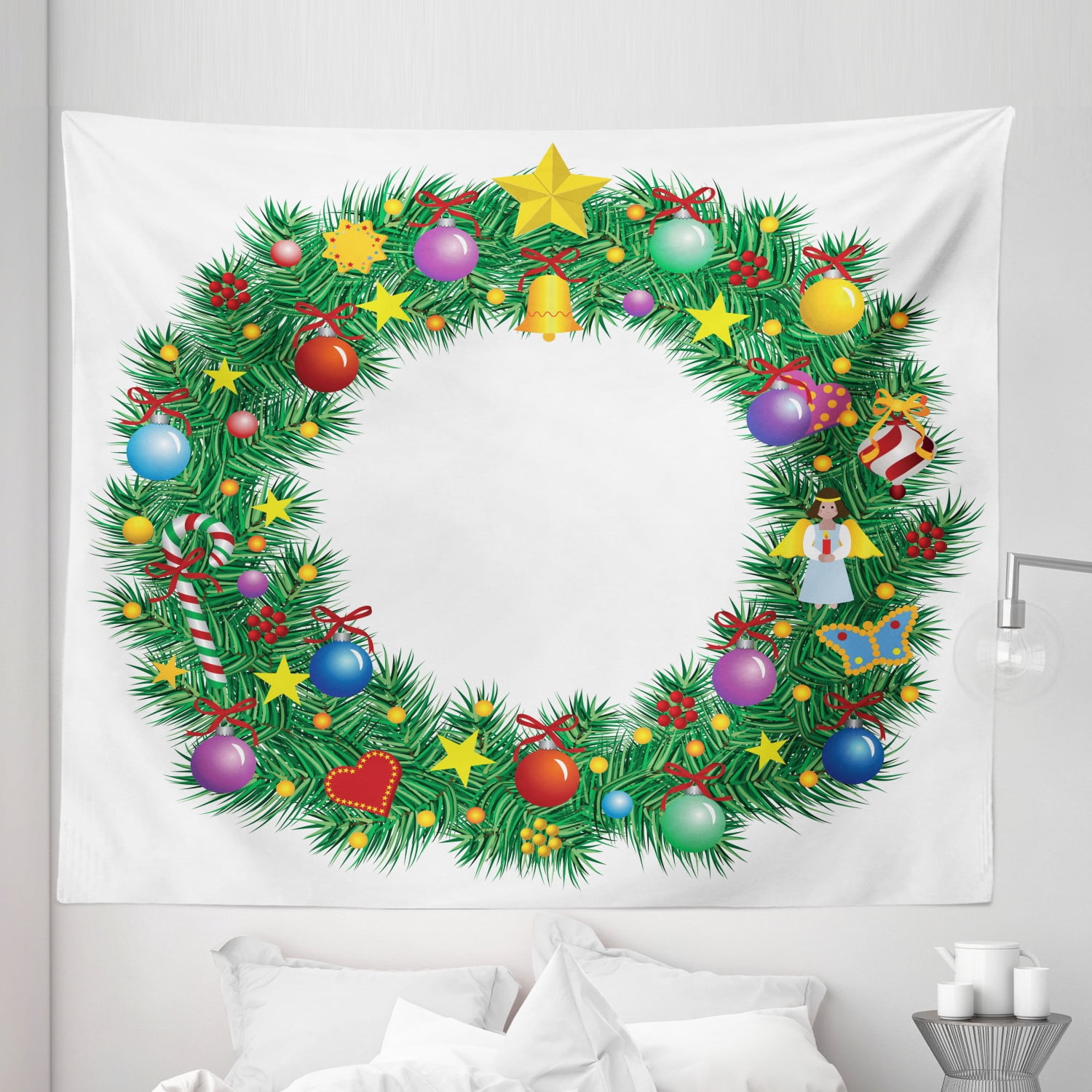 Letter O Tapestry, Christmas Wreath Display of Capital O Circle with ...