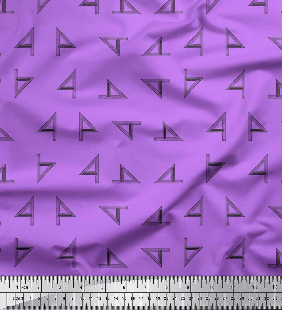 Soimoi Purple Rayon Fabric set square & scale Hardware Print Fabric by ...
