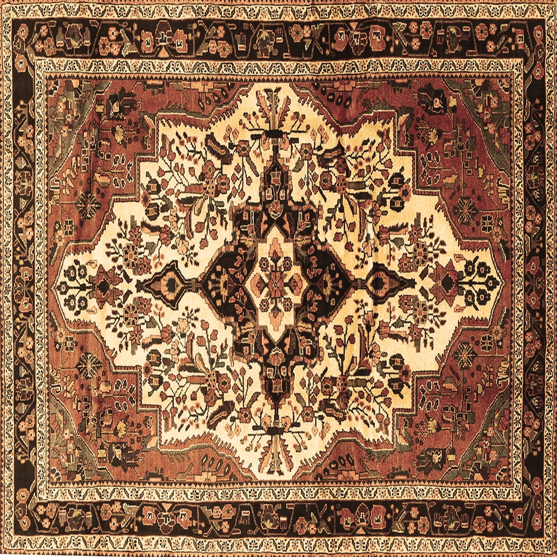 Ahgly Company Indoor Square Persian Brown Traditional Area Rugs, 5 ...