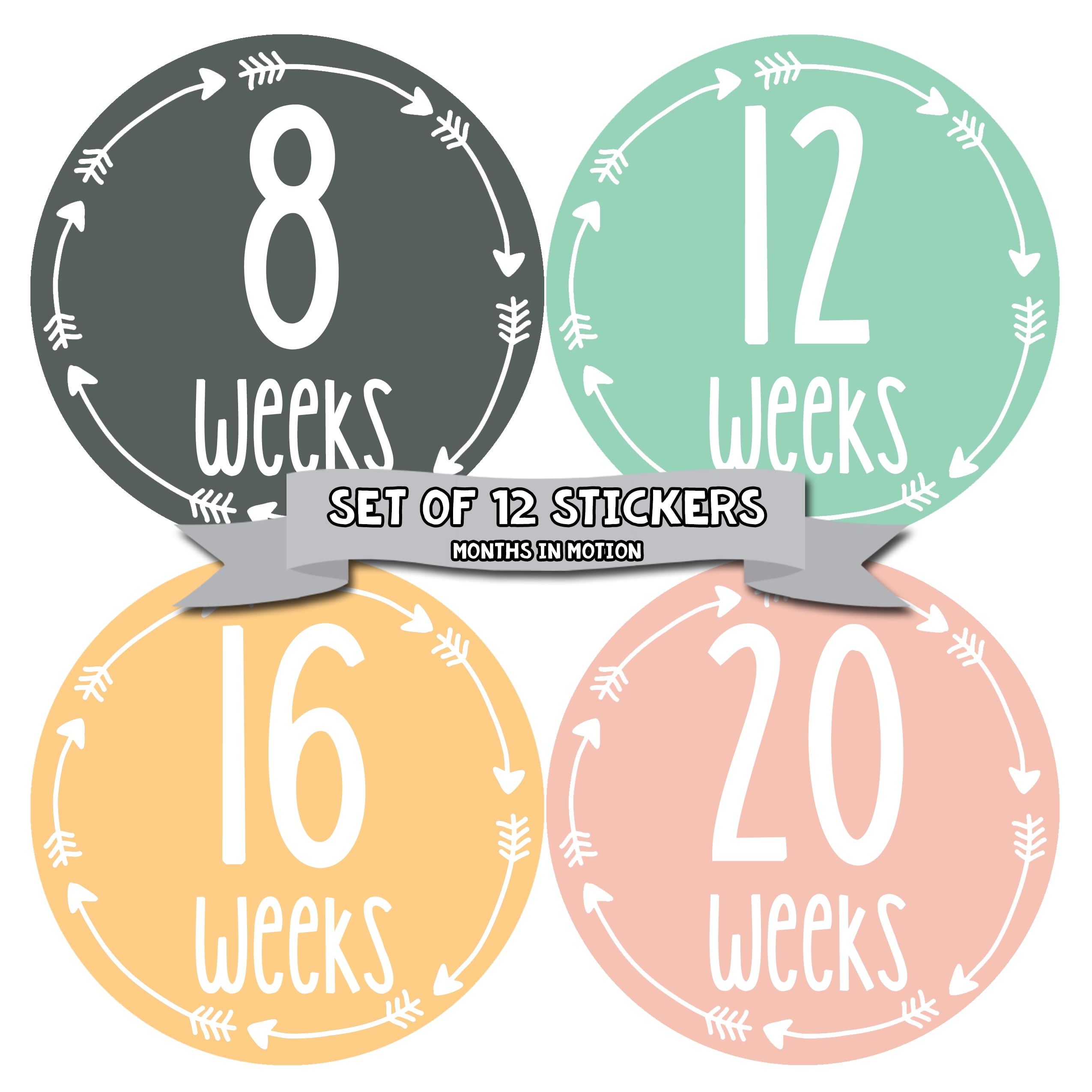 Months in Motion 965 Pregnancy Baby Bump Belly Stickers Maternity Week ...