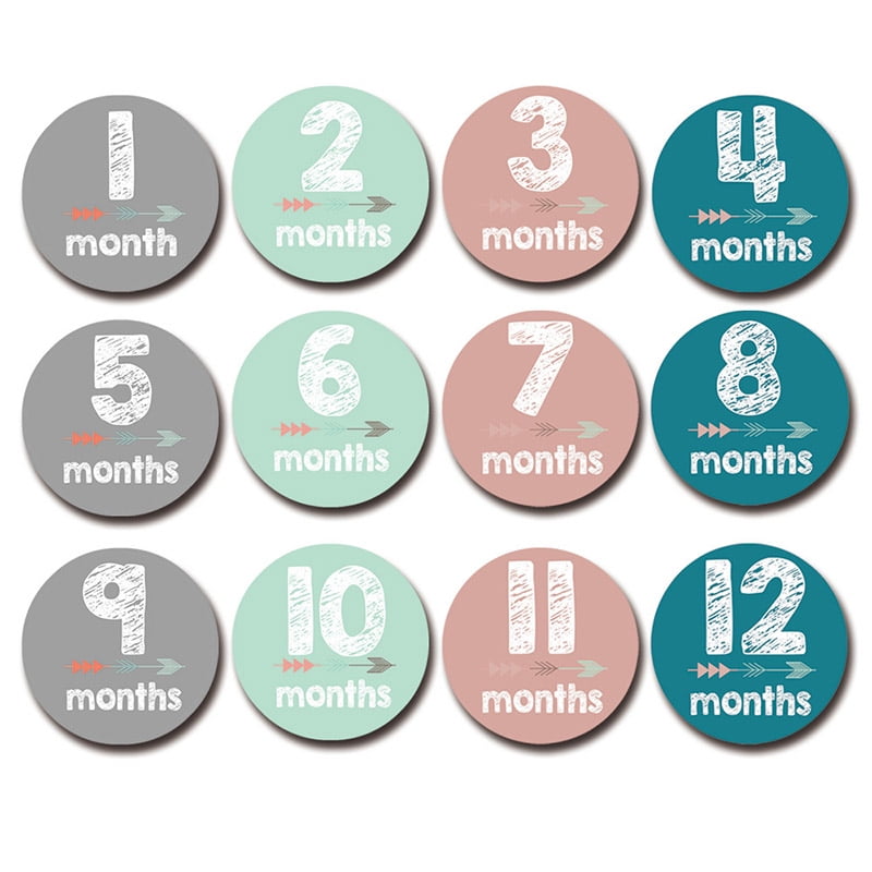12 Pieces Baby Month Stickers Babies Monthly Milestone Tags Waterproof ...