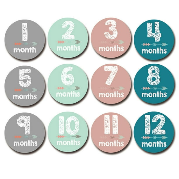 12 Pieces Baby Month Stickers Babies Monthly Milestone Tags Waterproof ...
