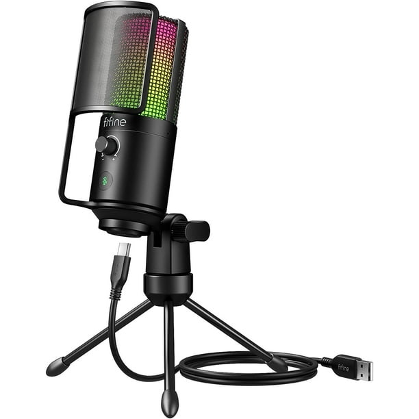 FIFINE Micrófono USB para Zoom Video Meeting Clase en línea en computadora PC, Micrófono de ...