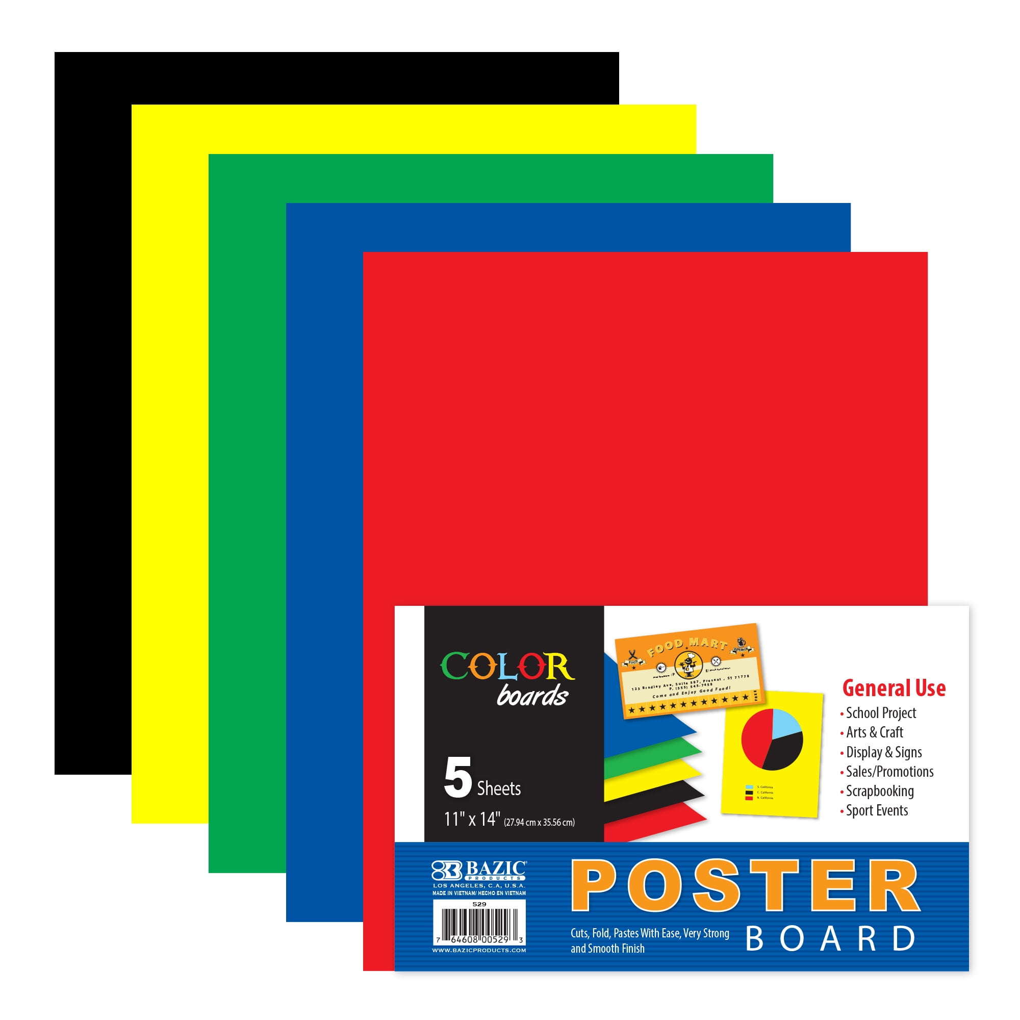 5-Pack of Assorted Colored Poster Boards - 11x14 Bermuda | Ubuy