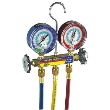 Yellow Jacket 42021 Series 41 Manifold, 3-1/8" Gauges, R32/410A ...