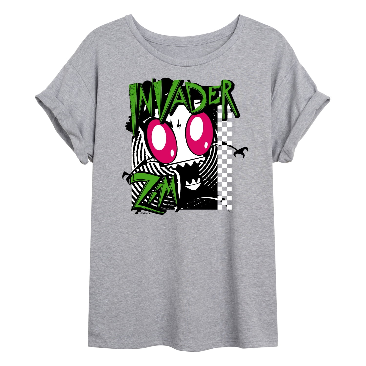 Invader ZIM - ZIM Angry - Retro Checkered Board - Juniors Ideal Flowy ...