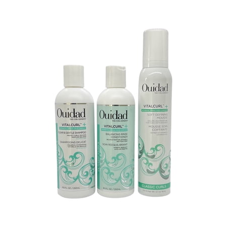 Ouidad VitalCurl + Shampoo & Conditioner 8.5 Oz, Soft Defining Mousse 5 ...